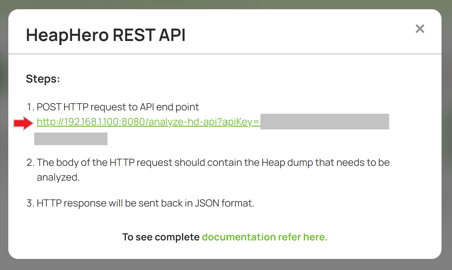 the body of the http request should contain the heap