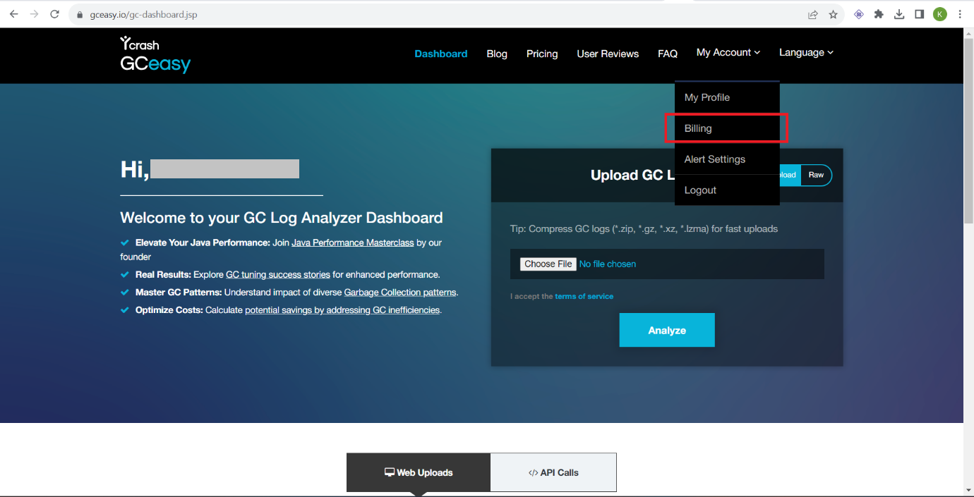 It will take you to the Billing page. On this page, you will see the "Upgrade Plan" link.